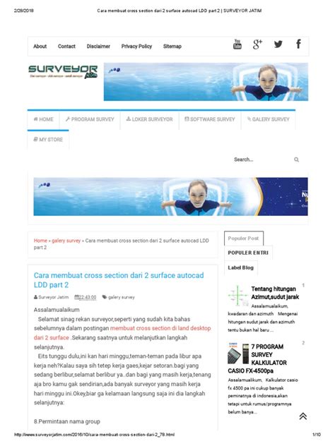 Cara Membuat Cross Section Dari 2 Surface Autocad Ldd Part 2 Surveyor Jatim Pdf