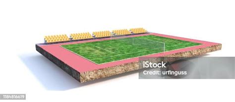 스포츠 개념입니다 흰색 배경에 지상 격리의 조각에 축구 장 3d 일러스트레이션 3차원 형태에 대한 스톡 사진 및 기타 이미지 3차원 형태 테니스 0명 Istock