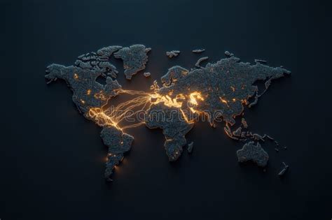 Illuminated World Map Visualizing Global Connections And Pathways