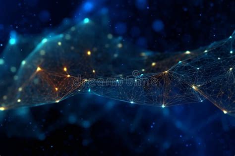 Abstract Blue Network Background With Lines And Particles Stock Illustration Illustration Of