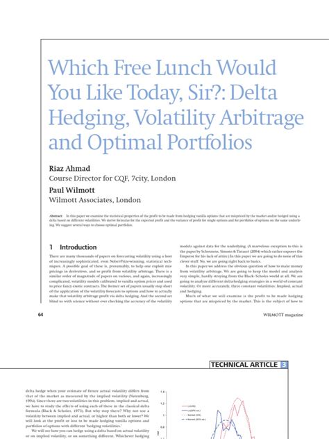 Optimal Delta Hedging Pdf Volatility Finance Greeks Finance