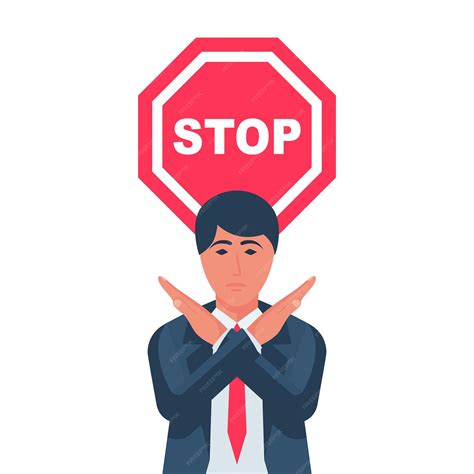Premium Vector Man Holds Hands Crosswise Stop Hands Gesture
