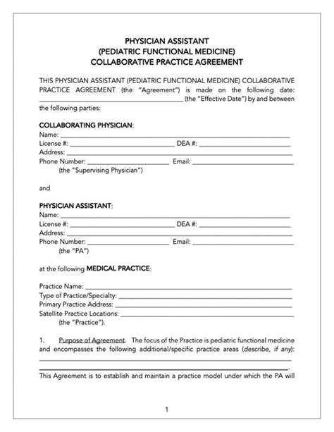 Physician Assistant Collaborative Practice Agreement Pediatric