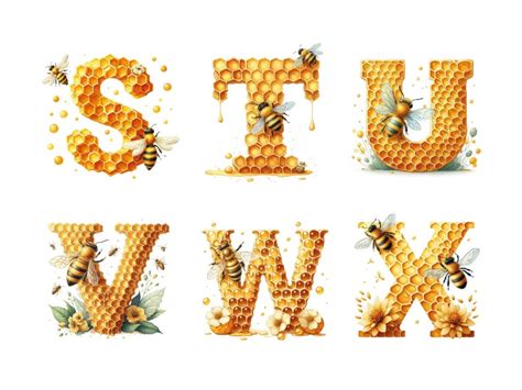 Honey Bee Clipart Png Letters Bee Sticker Bumble Bee Font Doodle