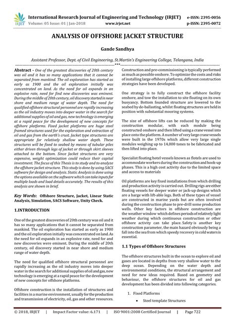 Irjet Analysis Of Offshore Jacket Structure Pdf