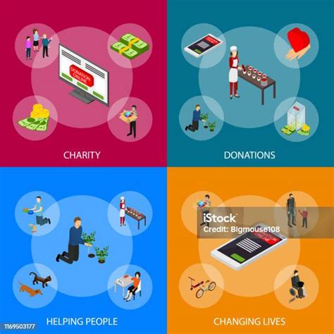 자선 기부 기금 배너 세트 3d 등각 투영보기 벡터 3차원 형태에 대한 스톡 벡터 아트 및 기타 이미지 3차원 형태 개념 개체 그룹 Istock