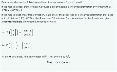 Solved Determine Whether The Following Are Linear Chegg