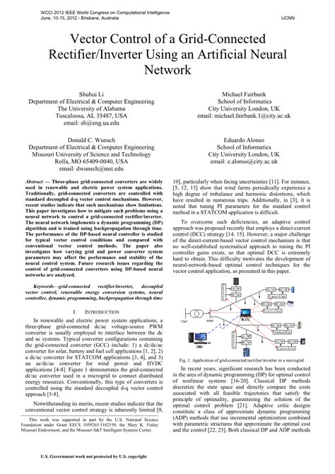 vector control of a grid connected rectifier inverter using an artificial neural network docslib