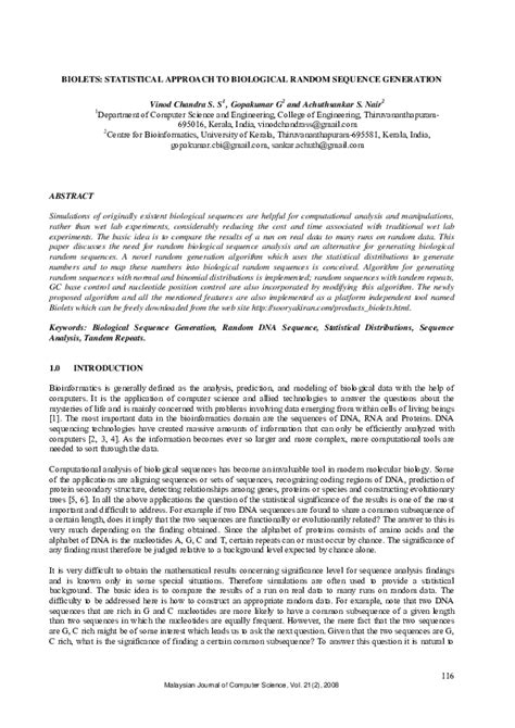 pdf biolets statistical approach to biological random sequence