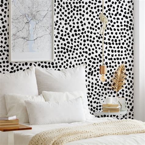 Black And White Polka Dot Dalmatian Wallpaper Mural Removable Self