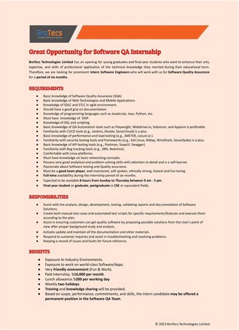 Shahinur Islam On Linkedin Brotecs Is Looking For Interns For Software Quality Assurance Team