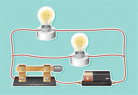 Circuito Simples Com Duas Lâmpadas Vetor Premium