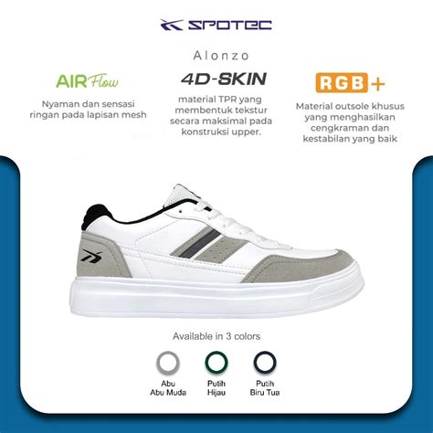 Jual Spotec Sepatu Sneakers Artikel Alonzo Abu Muda Putih Spotec Original Shopee Indonesia