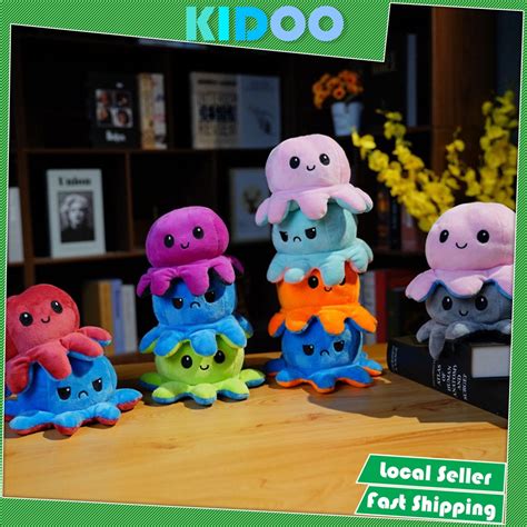 Kidoo Big Tik Tok Octopus Reversible Flip Cute Octopus Plush Stuffed Toy Mainan Patung