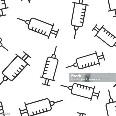 플랫 스타일의 주사기 아이콘 흰색 격리 된 배경에 바늘 벡터 그림을 삽입합니다 약물 투여 원활한 패턴 비즈니스 개념 건강관리와 의술에 대한 스톡 벡터 아트 및 기타 이미지