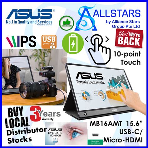 Asus Zenscreen Touch Mb Amt Inch Usb Portable Monitor Ips Full Hd Point Touch Built