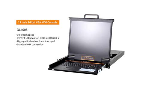 Rack Mount Dual Rail Port LCD KVM Switch Kinan High Quality KVM Switch KVM Console
