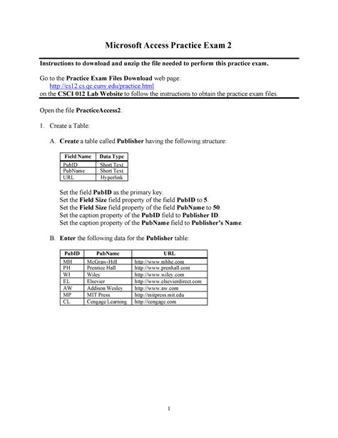 Practice Access 2 1 Microsoft Access Practice Exam 2 Instructions To