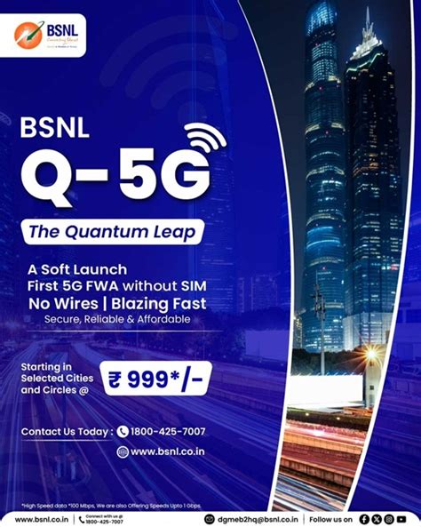 Bsnl Soft Launches Quantum G Fwa With Plans Starting At Rs