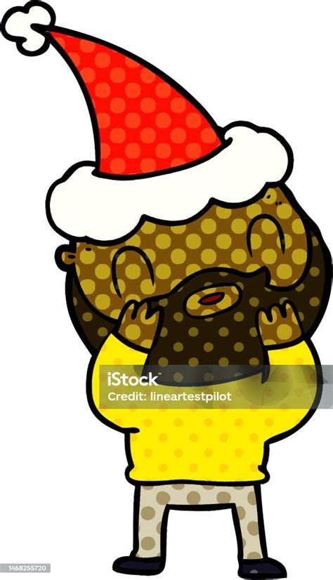 산타 모자를 쓴 수염 난 남자의 손으로 그린 만화책 스타일의 그림 낙서 드로잉에 대한 스톡 벡터 아트 및 기타 이미지 낙서 드로잉 남자 등장인물 Istock