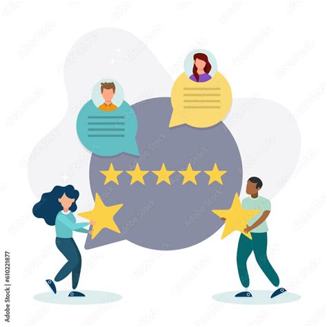 Feedback And Review Concept Characters Giving Positive Feedback To Customer Service Rating