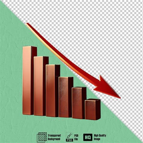 Premium Psd Decreasing Chart With Red Arrow Symbol Isolated On