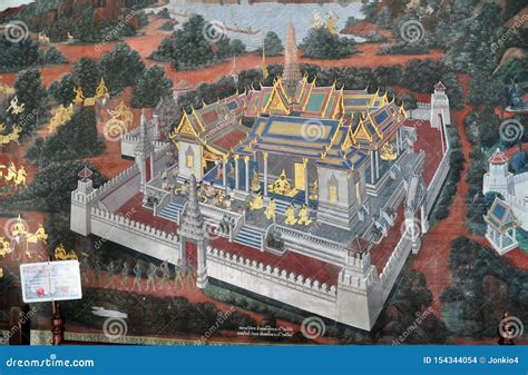 Closeup Of Thai Mural Paintings Inside Grand Palace Bangkok Editorial