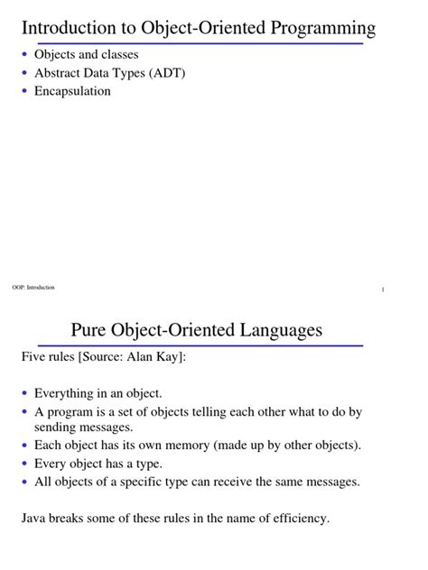 Introduction To Object Oriented Programming Objects And Classes