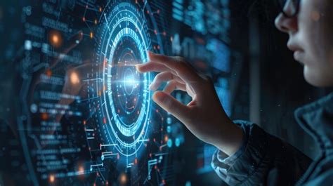 A Person Interacts With A Futuristic Touchscreen Interface Displaying