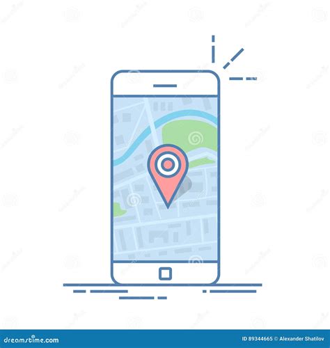 Smartphone With Navigation App And Red Pin Abstract Generic City Map With Roads Parks