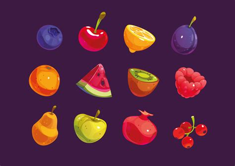 Иллюстрация Фрукты в стиле компьютерная графика