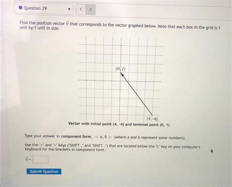 Solved Find The Position Vector V That Corresponds To The Chegg Com
