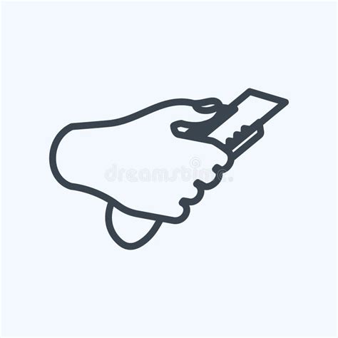 Icon Holding Paper Cutter Suitable For Hand Actions Symbol Line Style Simple Design Editable