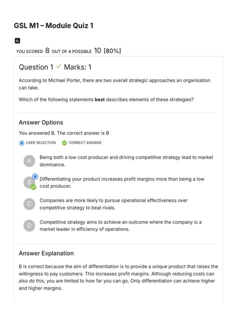 Gsl M1 Module Quiz 1 Knowledgequity Pdf Strategic Management