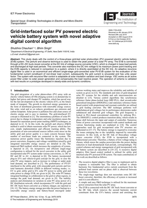 Grid Interfaced Solar Pv Powered Electric Vehicle Battery System With
