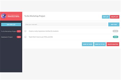 Task Web Interface Creative VIP