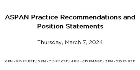 Aspan Learn Aspan Practice Recommendations And Position Statements Aprw2427 2 0 Ch Webcast