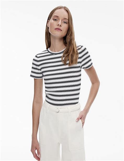 Witchery Stripe Cotton Rib Tee David Jones