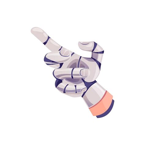 Human Hand With Pointing Finger Up Robotic Prosthesis Isolated Cartoon
