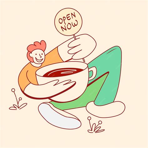 재미있는 커피 캐릭터 일러스트 프리미엄 벡터