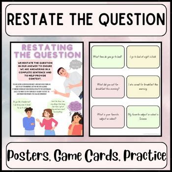 Restate The Question Posters Game Cards And Printable Worksheets