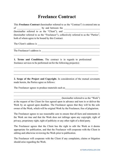 Proofreading Contract Template