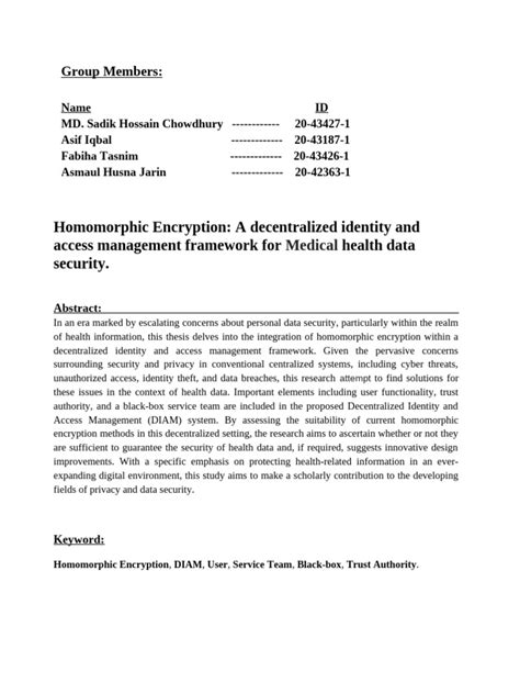 homomorphic encryption a decentralized identity and access management