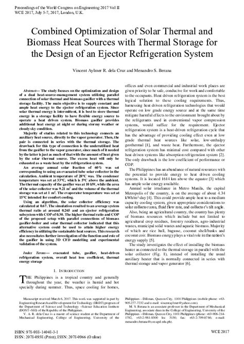 Pdf Combined Optimization Of Solar Thermal And Biomass Heat Sources With Thermal Storage For
