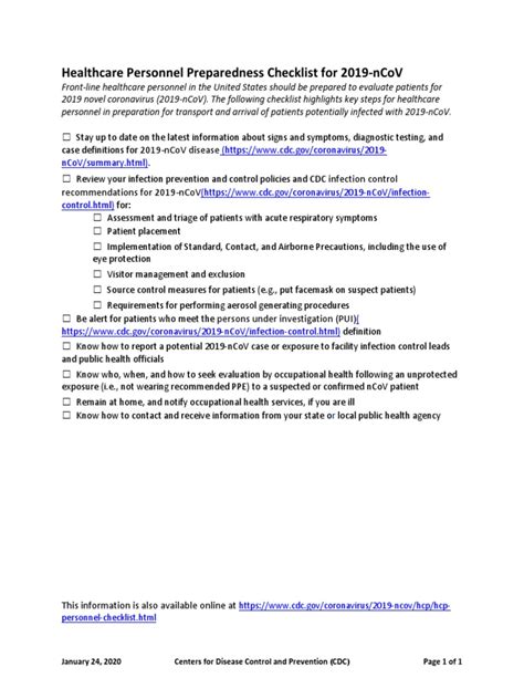 Hcp Preparedness Checklist Pdf