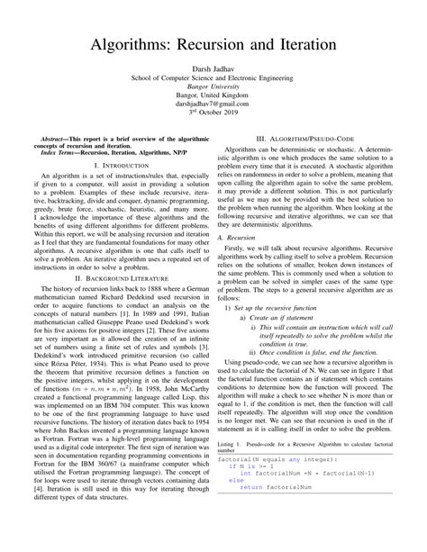 Pdf Algorithms Recursion And Iteration