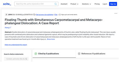 Floating Thumb With Simultaneous Carpometacarpal And Metacarpo Phalangeal Dislocation A Case