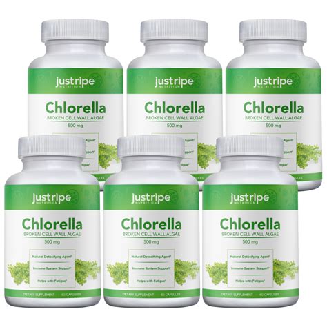 Chlorella Broken Cell Wall Algae 6 Bottles Justripenutrition