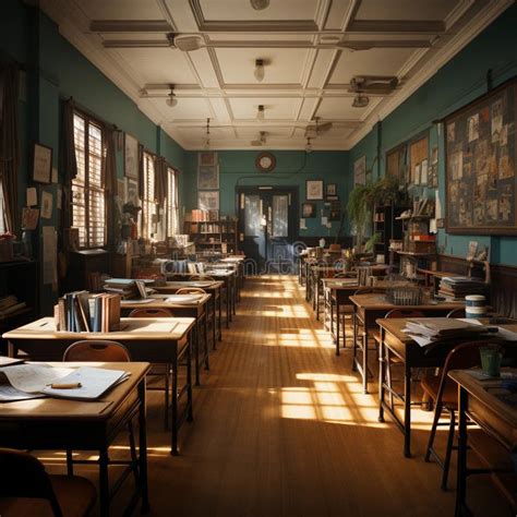 Modern Classroom With Stylish Furniture And Tables Stock Image Image