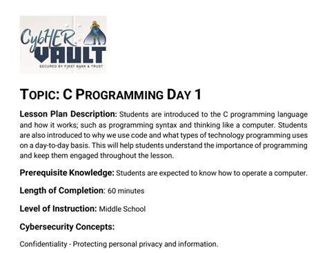 Introduction To C Programming Cybher